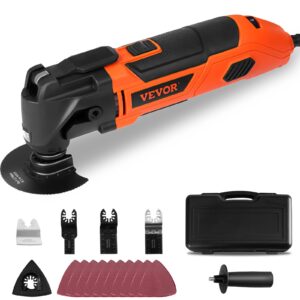 vevor multitool oscillating tool corded 2.5 amp, oscillating saw tool with led light, 6 variable speeds, 3.1° oscillating angle, 11000-22000 opm, 16pcs saw accessories & bmc case