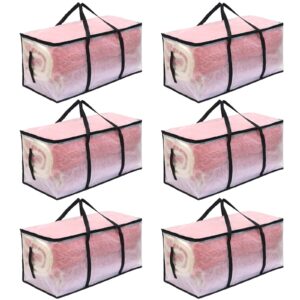 fixwal heavy duty moving bags 8 pack storage bags 93l clear moving supplies for space saving moving storage backpack straps strong handles & zippers, foldable