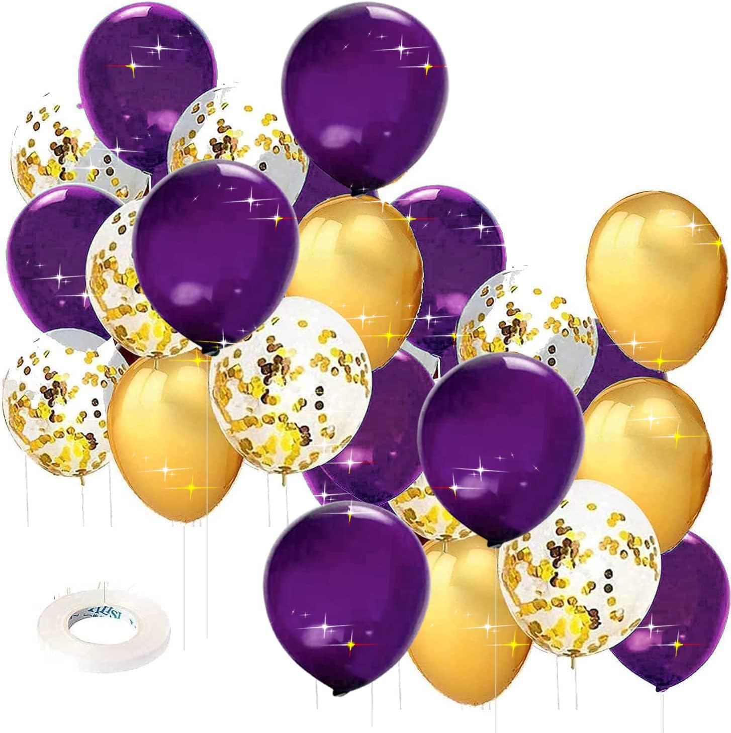 Graduation Decorations Purple Gold 2024/Purple Gold Balloons/Purple Graduation Party Decorations VIKINGS NYU LSU/Birthday Party Decorations for Women Purple Gold/Eid Mubarak Decorations