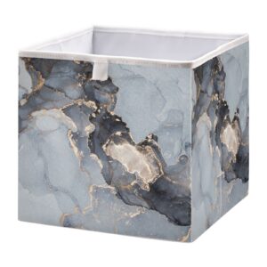 grey marble fluid 2 storage bins cubes storage baskets fabric foldable collapsible decorative storage bag with handles for shelf closet bedroom home gift 11" x 11" x 11"