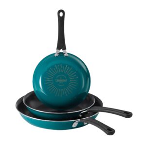 tramontina 3 pk porcelain enamel fry pans - teal