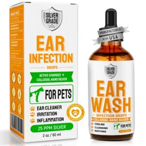 dog ear infection treatment + colloidal silver ● ear infection treatment for dogs & cats ● drops for irritations, itch, odors, & cat and dog ear infection ● silver ear wash for different pets ● 2 oz