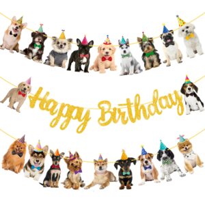 dog happy birthday banner decorations baby dog birthday party supplies gold glitter puppy birthday banner decorations for pet dog theme party bunting decoration baby shower party supplies