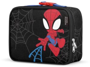 simple modern marvel kids lunch box for school | reusable insulated lunch bag for toddler, girl, and boy | meal containers with exterior & interior pockets | hadley collection | spidey kid