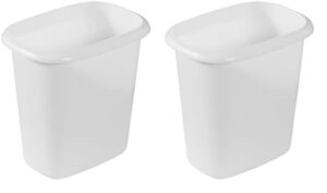 rubbermaid vanity trash can/wastebasket, 1.5-gallons/6-quarts, white, small bathroom/bedroom/office trash can, fits under desk/sink (pack of 2)