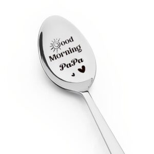 papa gifts from grandchildren grandaughter grandson good morning papa spoon engraved papa birthday fathers day gift for grandpa dad christmas gifts papas coffee spoon