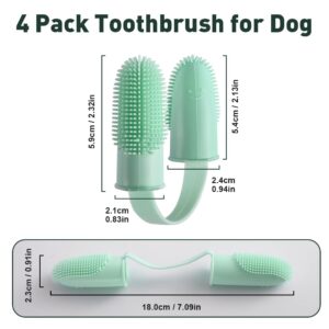 Aohcae 4 Pack Toothbrush for Dog, Finger Toothbrush Kit, 135ºSurround Bristles for Easy Teeth Cleaning, Double-Finger Toothbrush Dental Care for Puppies, Cats and Small Pets