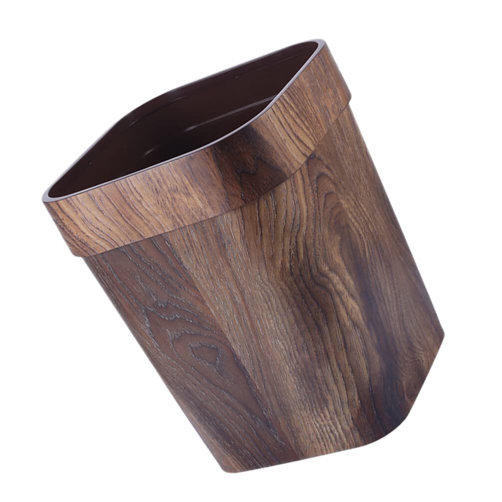 NOLITOY Retro Trash Can Waste Bin Wood Grain Rubbish Bin Trash Can Bathroom Imitation Wood Grain Trash Can Dustbin Bucket Bathroom Trash Can Trash Cans for Kitchen Bedroom Trash Can