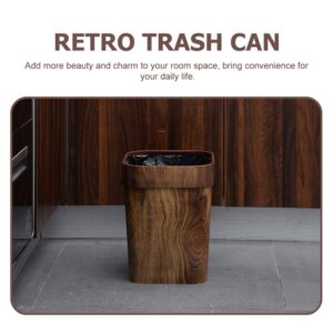 NOLITOY Retro Trash Can Waste Bin Wood Grain Rubbish Bin Trash Can Bathroom Imitation Wood Grain Trash Can Dustbin Bucket Bathroom Trash Can Trash Cans for Kitchen Bedroom Trash Can