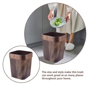 NOLITOY Retro Trash Can Waste Bin Wood Grain Rubbish Bin Trash Can Bathroom Imitation Wood Grain Trash Can Dustbin Bucket Bathroom Trash Can Trash Cans for Kitchen Bedroom Trash Can