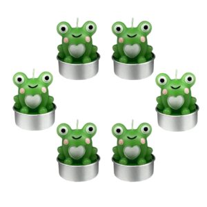 frogs tea light candles, loncess frog animal candles for cake decoration, home decoration, birthday party, house-warming party, wedding, anniversary celebration,cake topper, smokeless, ideal gift