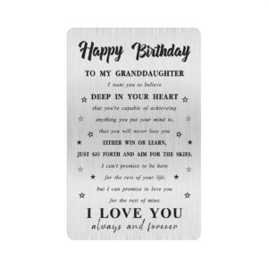 alotozo happy birthday granddaughter card - birthday gifts for granddaughter - to my granddaughter bday engraved wallet card inserts