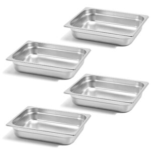 fuson 4 pack 1/2 size 2 1/2 inch deep anti jam steam table pan, nsf, commercial 18/8 stainless steam pan, restaurant, hotel