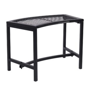 albomi metal fire pit curved bench, backless powder-coated mesh outdoor bench, weatherproof garden chair seating for firepit deck patio porch yard, black