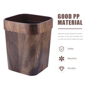 NOLITOY Retro Trash Can Waste Bin Wood Grain Rubbish Bin Trash Can Bathroom Imitation Wood Grain Trash Can Dustbin Bucket Bathroom Trash Can Trash Cans for Kitchen Bedroom Trash Can