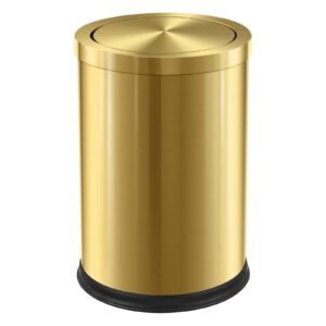 jinycome 2.6 gallon gold bathroom trash can with lid,small office garbage can wastebasket bin for bedroom,living room,kitchen (gold)