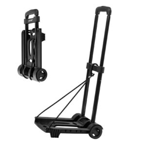 pack all folding luggage cart, heavy duty hand truck with wheels, compact trolley cart for home and travel (black)