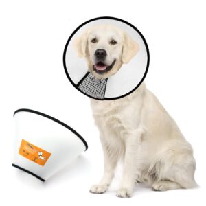 juvielich soft dog cone collar for small medium dogs comfy cones to stop licking protective collar for dog after surgery anti-bite lick, adjustable recovery elizabethan dog collar 1 pcs(neck:14-18in)