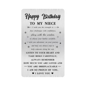 alotozo niece birthday card, happy birthday gifts to my niece, bday engraved wallet card inserts for niece