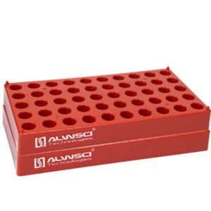 2pcs hplc vial holder tray, 2ml vial lab rack, red 12mm vial storage rack for 12x32mm vial by alwsci