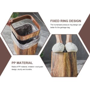 NOLITOY Retro Trash Can Waste Bin Wood Grain Rubbish Bin Trash Can Bathroom Imitation Wood Grain Trash Can Dustbin Bucket Bathroom Trash Can Trash Cans for Kitchen Bedroom Trash Can