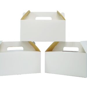 PandaPandaPPS 50 pcs White Gable Boxes (8.25"×5"×4") for Foods, Gifts and Party Favors Treat Boxes, Goodie Gift Boxes for Birthday, Wedding, Baby Shower