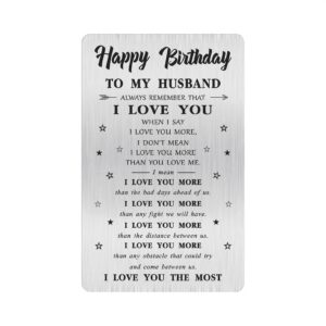 alotozo husband birthday card, happy birthday gifts to my husband, bday engraved wallet card inserts for hubby men from wife