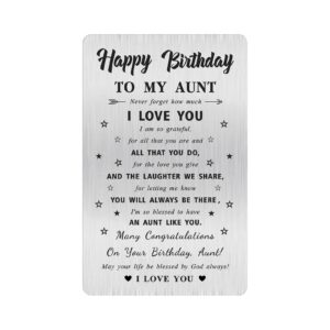 alotozo aunt birthday card, happy birthday gifts to my aunt, auntie bday engraved wallet card inserts