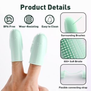 Aohcae 4 Pack Toothbrush for Dog, Finger Toothbrush Kit, 135ºSurround Bristles for Easy Teeth Cleaning, Double-Finger Toothbrush Dental Care for Puppies, Cats and Small Pets