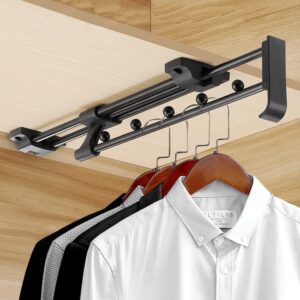 heavy duty extendable pull out closet rod - sliding wardrobe closet rod for increased storage space - hanging rod ideal for clothes, towels and more - neat closet storage (10.2 inch)