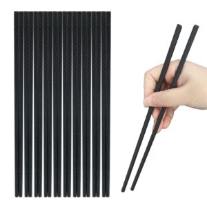 10 pairs fiberglass chopsticks, reusable chopsticks, 9.3 inches dishwasher safe, non-slip, black