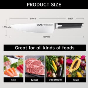 OOU! Professional Chef Knife 8 Inch Kitchen Knife, German High Carbon Stainless Steel Super Sharp Chef's Knife With Ergonomic Solid Wood Handle, Useful Kitchen Gadgets