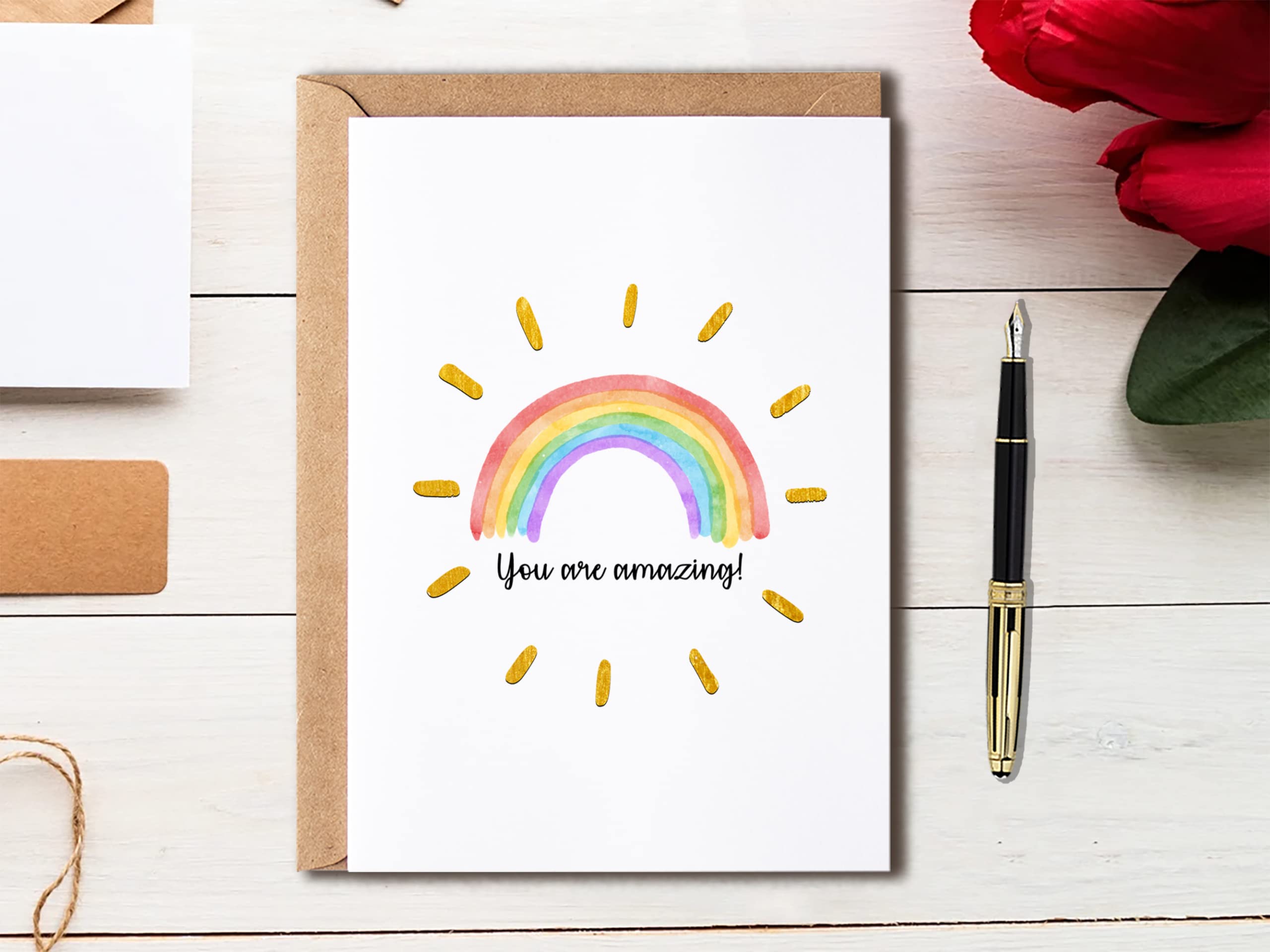 EdgarGifts You Are Amazing Card. Thank You Rainbow Card - Congrats Happy Card - Motivational Happy Card - Rainbow Gift - Friendship Card