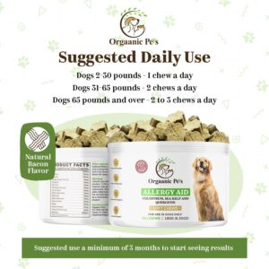 Herbal Dog Allergy Relief with SEA KELP - Colostrum - QUERCETIN - Mushrooms - Omega + 11 Natural Allergy Relief Herbs - Soft Chews for Skin & Seasonal Allergies