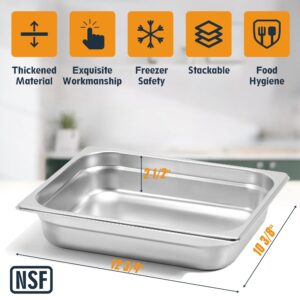 FUSON 4 Pack 1/2 Size 2 1/2 Inch Deep Anti Jam Steam Table Pan, NSF, Commercial 18/8 Stainless Steam Pan, Restaurant, Hotel