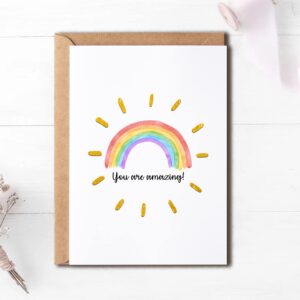 EdgarGifts You Are Amazing Card. Thank You Rainbow Card - Congrats Happy Card - Motivational Happy Card - Rainbow Gift - Friendship Card