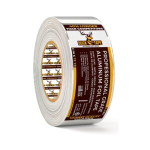 buck professional grade aluminum foil tape - 2 inch x 216ft (72 yd) 3.6 mil - ideal for hvac, metal repair & insulation - heat resistant & waterproof - perfect for sealing ductwork & vents