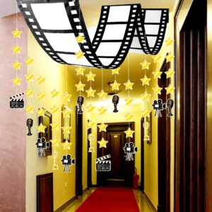 Ctosree Movie Party Decorations Bulk 12 ft Filmstrip Banner Ceiling Decor Movie Night Decorations Kit with 24 Pcs Movie Showing Banner for Party Bridal Shower Birthday Party Supplies(Movie)