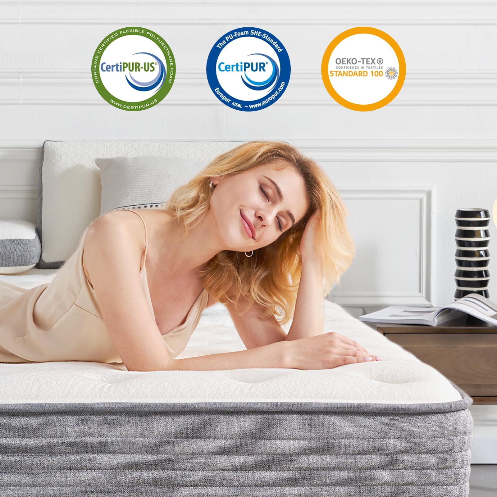 DIGLANT King Hybrid Mattress, 10 Inch Hybrid Tight Top Mattress, Memory Foam Pocket Spring Mattress Sleep Supportive & Pressure Relief, Medium Firm Feel Mattress in a Box, CertiPUR-US Certified