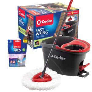 o-cedar easywring microfiber spin mop and bucket cleaning system + lavender pac (variety pack)