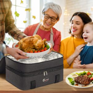 GhvyenntteS Casserole Carrier, Double Insulated Casserole Carrier for Hot or Cold Food, Expandable Insulated Food Carrier for Parties, Picnic, Travel, Fits 9"x13" Baking Dish, Grey