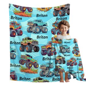 personalized car blanket with name for boys, customized baby blanket with name for boy, soft flannel car toddler gifts for christmas birthday memorial day for shower children bed 30"x40"