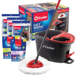 o-cedar system easy wring spin mop & bucket with 3 extra refills with citrus and lavender pacs (variety pack)