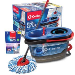 o-cedar easywring rinseclean microfiber spin mop & bucket floor cleaning system with lavender pac (variety pack)