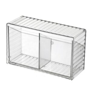 homesogood cotton swab storage box,transparent bathroom holder canisters, wall mounted makeup organizer for cotton balls, cotton pad