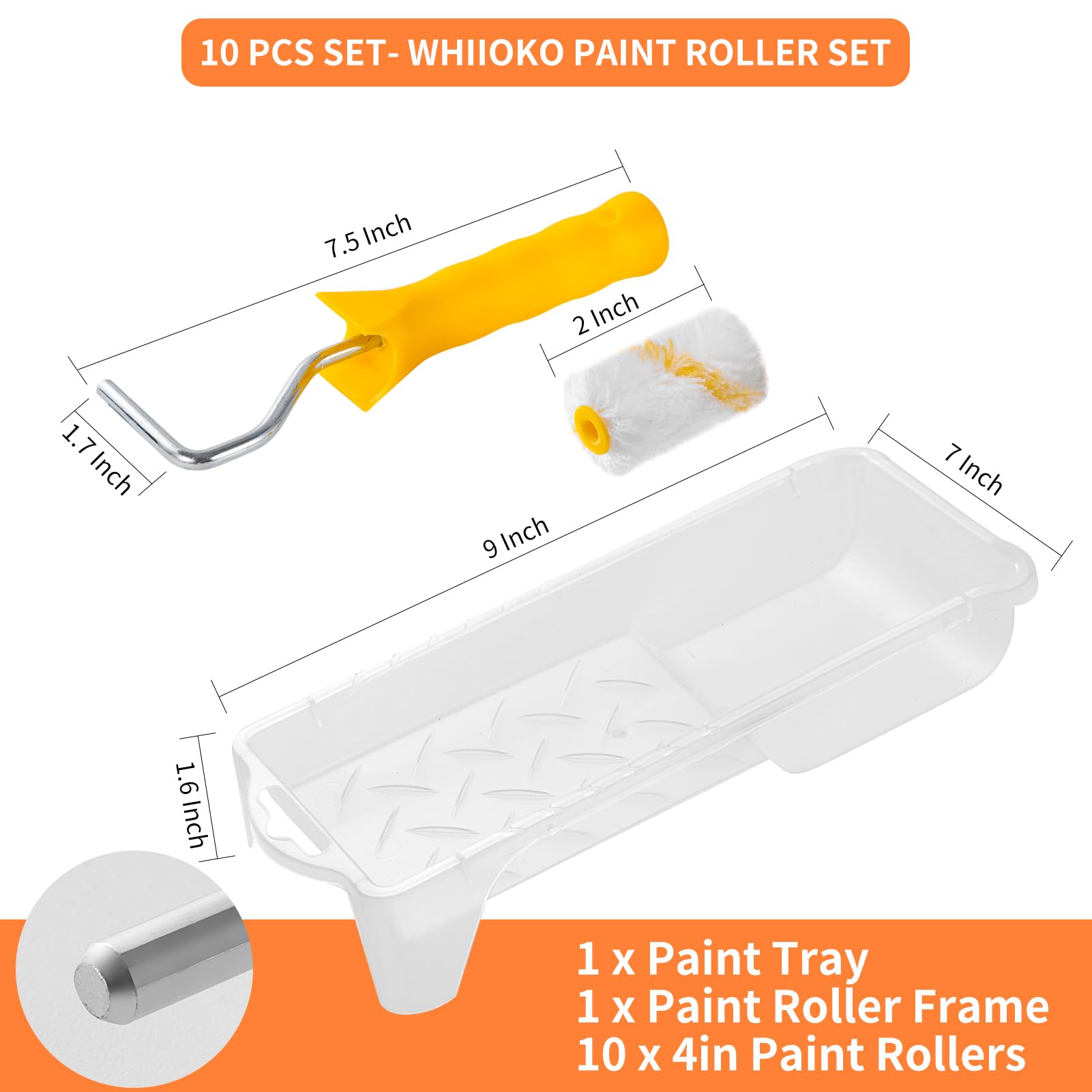 WHIIOKO Small Paint Roller Brush 2 Inch Paint Roller 10 Pcs Mini Paint Roller Kit Paint Rollers for Painting are Suitable for Various Paint DIY Projects for Example,on Walls, Cabinets,Doors.