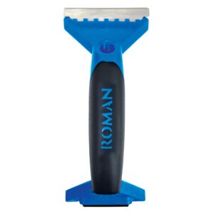 roman products 202233 roman removal scraper with roller, 3.25-inch steel blade, strips wallpaper, blue