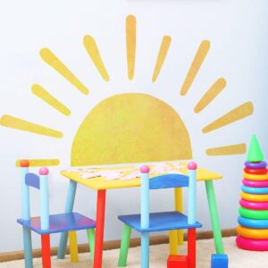 45.6x23.8 Inch Boho Half Sun Wall Decals Removable Sunshine Wall Sticker Vinyl Peel and Stick Half Sun Decals Wall Art for Girls Kids Bedroom Nursery Playroom Decor