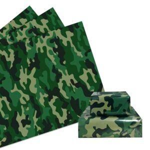 dodelygz camouflage premium kraft gift wrap paper,military camo wrapping paper for veterans day birthday wedding holiday gift wrap,military army theme party decoration supplies(green camouflage)