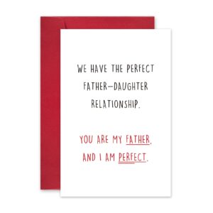 leinessy funny fathers day card from daughter, humorous dad birthday card, you are my father and i am perfect